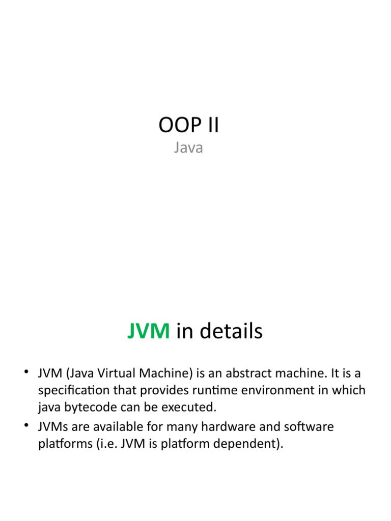 OOP II (JVM Internal, JIT Compiler) | PDF | Java Virtual Machine | Computer Programming