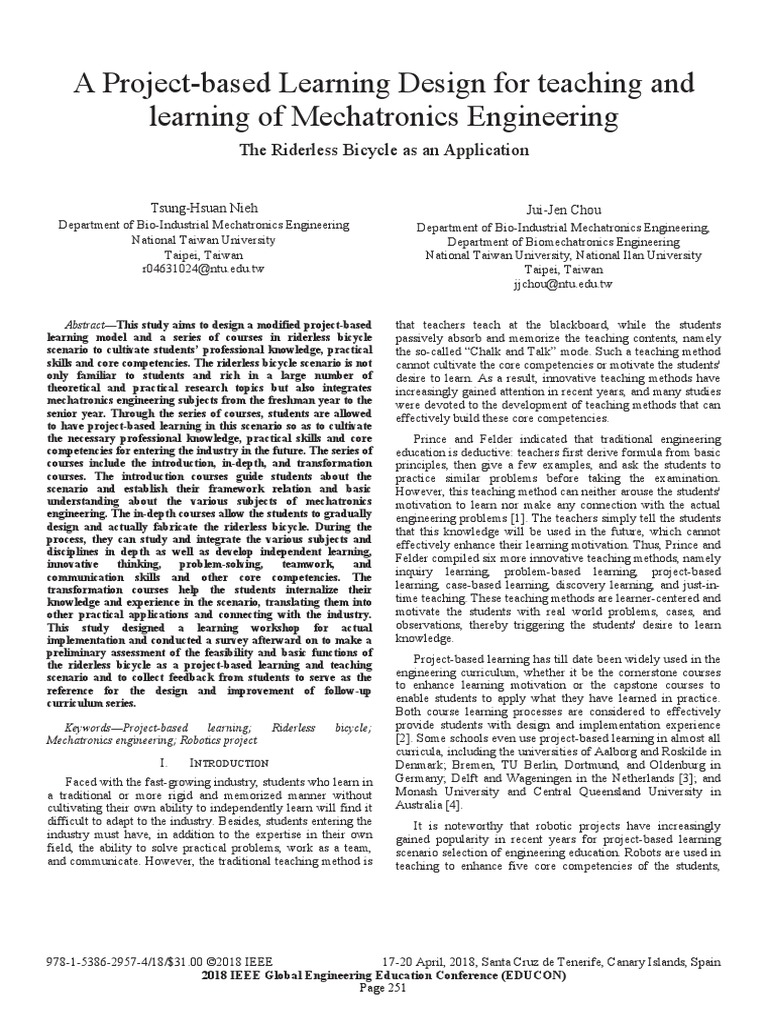 A Project-Based Learning Design For Teaching and Learning of ...