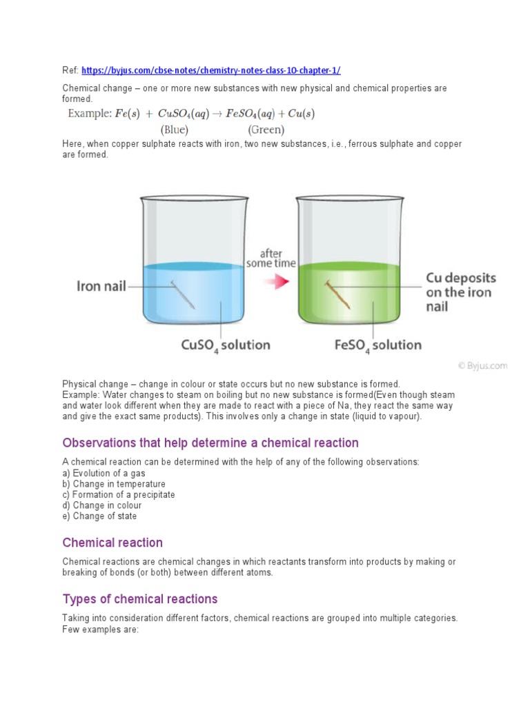 Observations That Help Determine A Chemical Reaction | PDF | Chemical ...