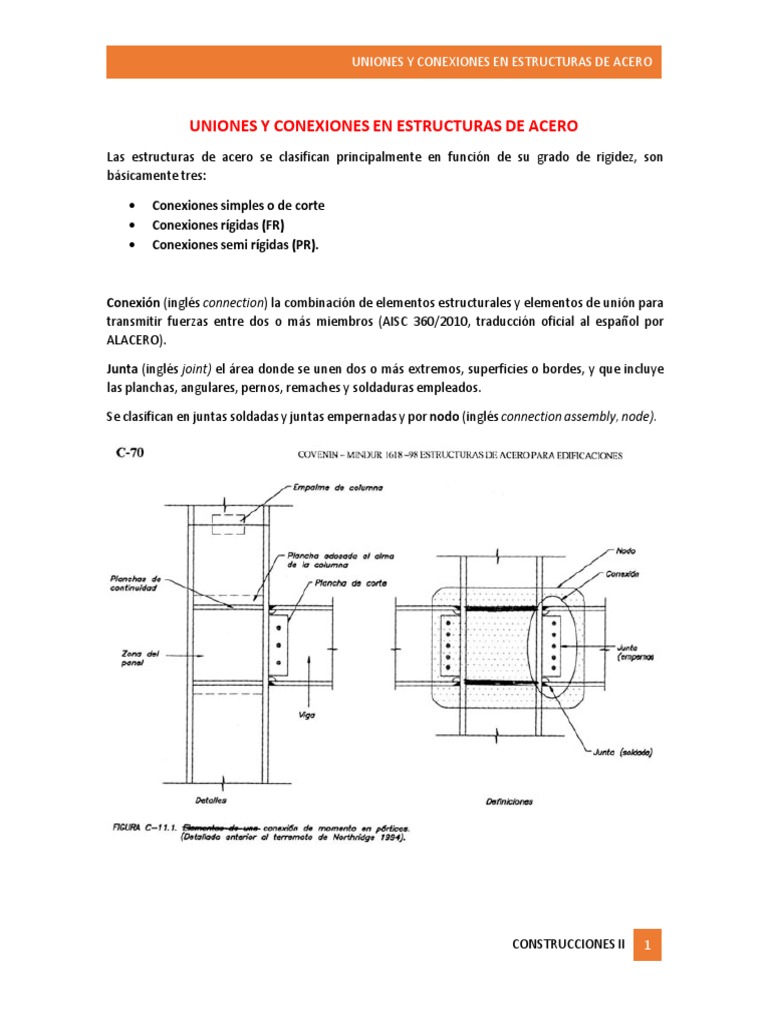 Uniones y Conexiones en Estructuras de Acero | PDF | Pandeo | Hormigón