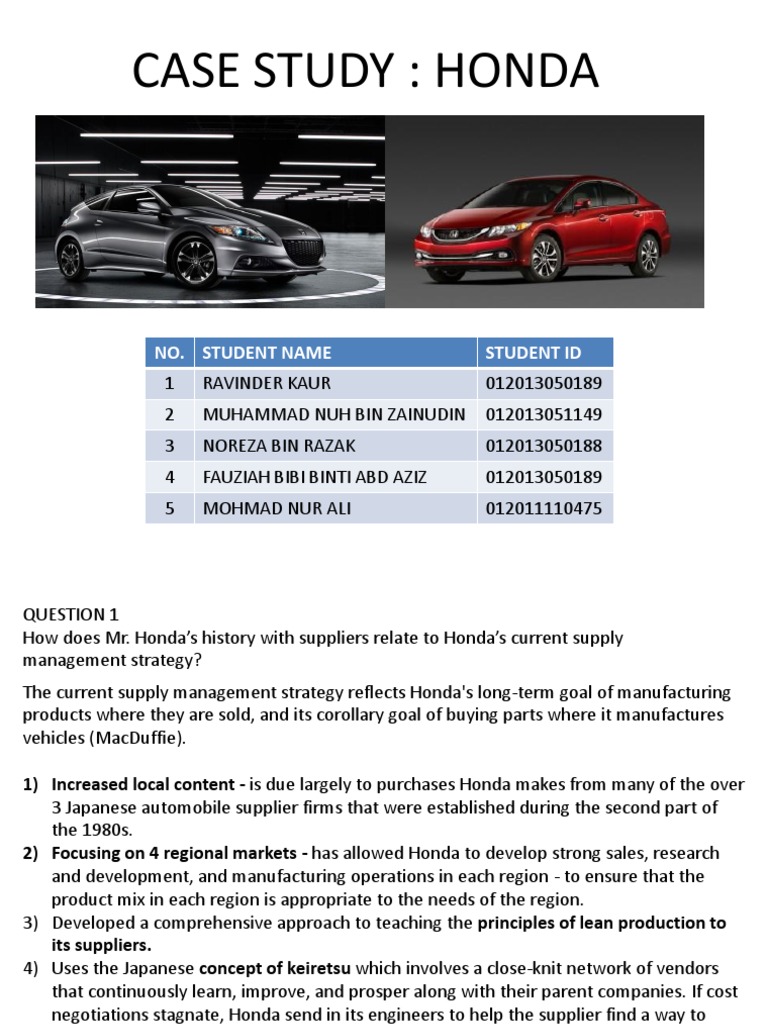 Case Study Honda PDF | PDF | Honda | Japan