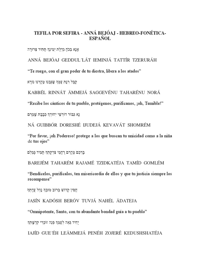 Tefila Por Sefira - Ana Becoaj | PDF