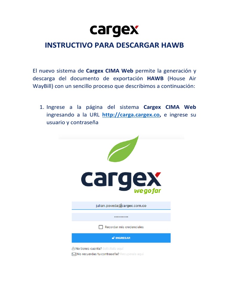 Instructivo Descargar Hawb PDF | PDF
