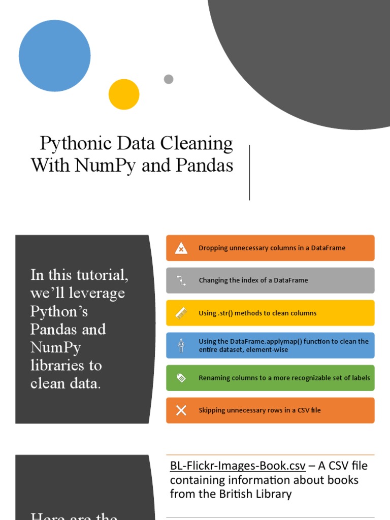 Pythonic Data Cleaning With Numpy and Pandas | PDF