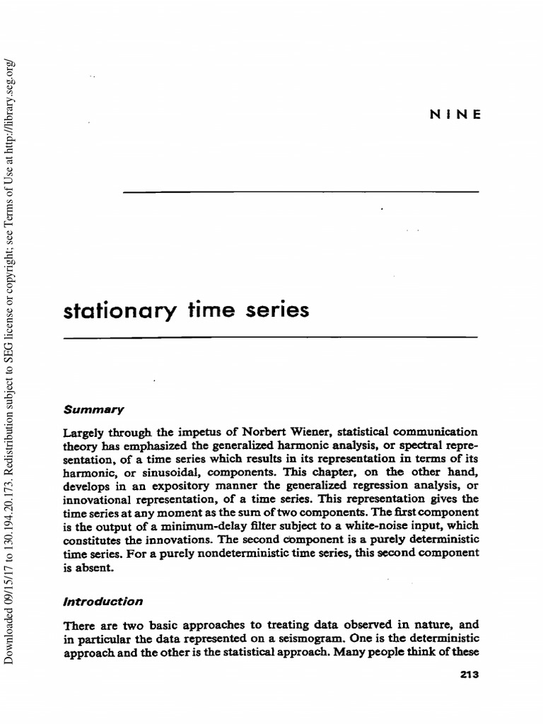 Stationary: Time Series | PDF | Time Series | Prediction
