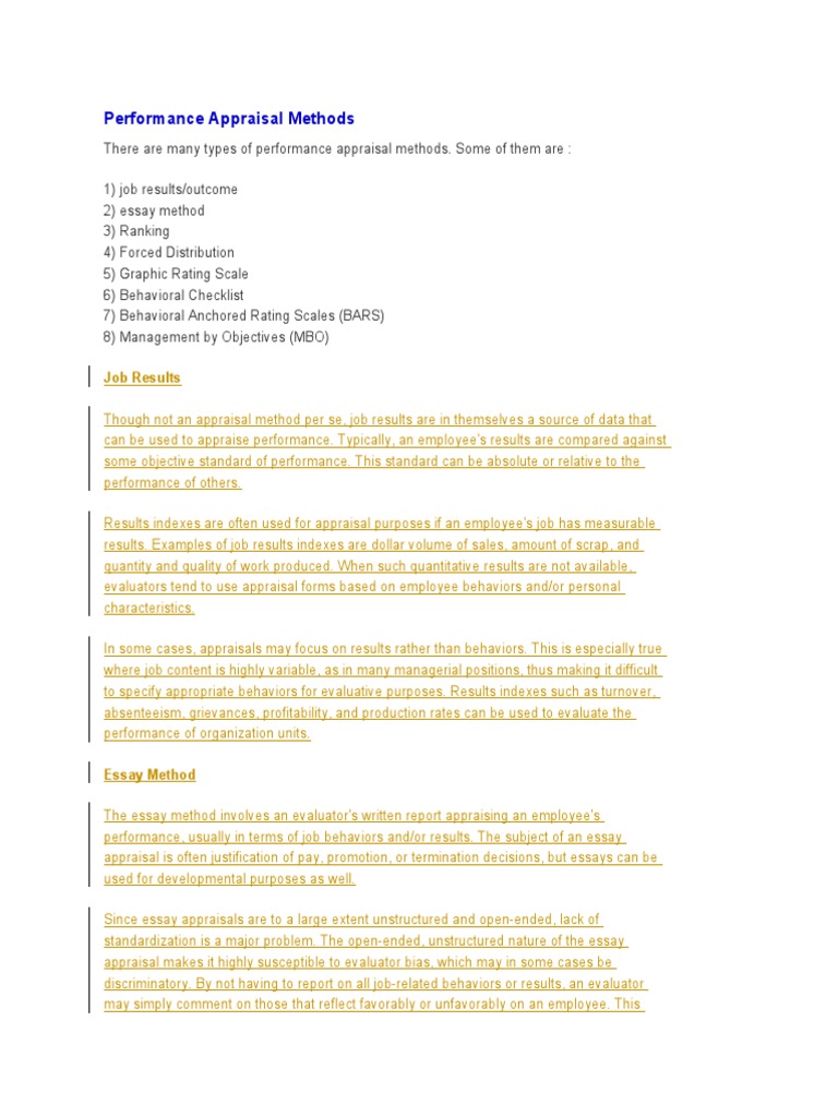 Performance Appraisal Methods | PDF | Performance Appraisal | Goal