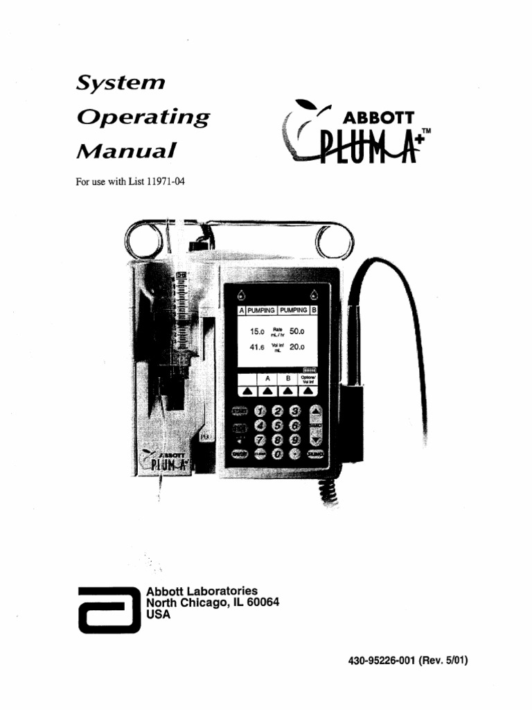Abbott Plum A+ Pump User Manual | PDF | Intravenous Therapy | Syringe