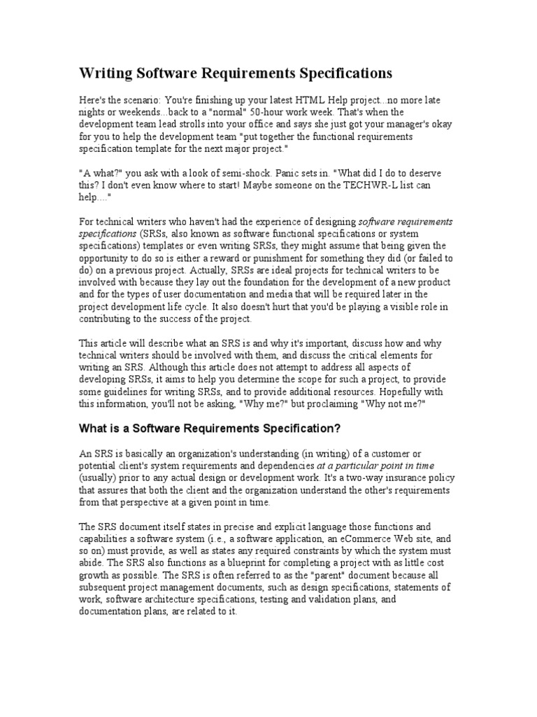 Writing Software Requirements Specifications | PDF | Specification ...