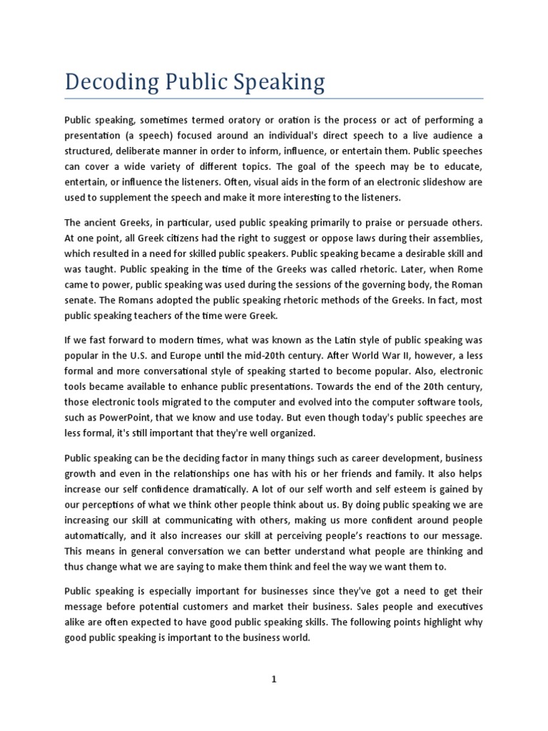 Public Speaking | PDF | Public Speaking | Cognitive Science