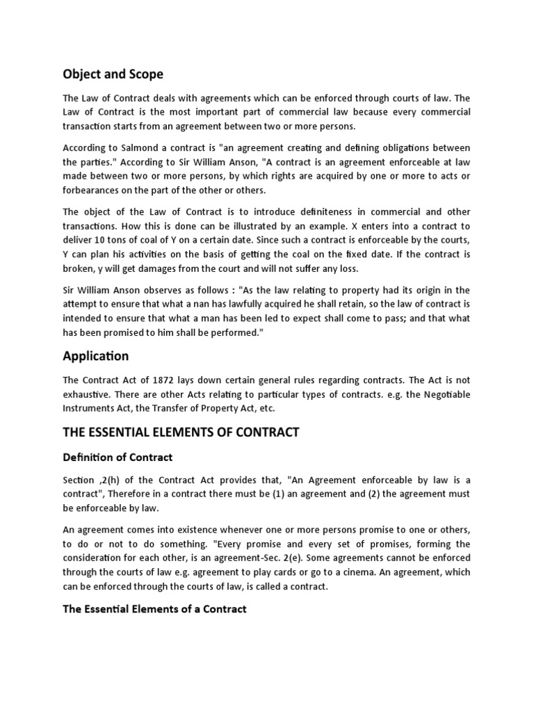 Essential Elements of a Contract Explained | PDF | Legal Concepts ...