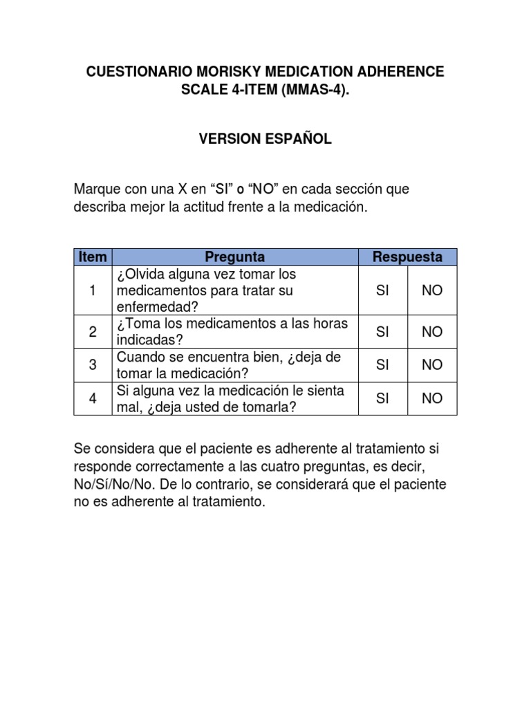 Morisky Green. Español | PDF