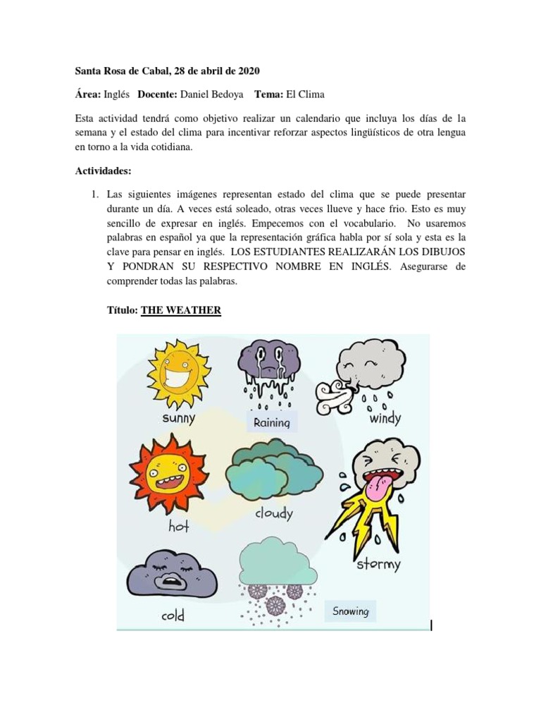 Actividades sobre el clima en inglés | PDF | Idioma en Inglés | Idiomas