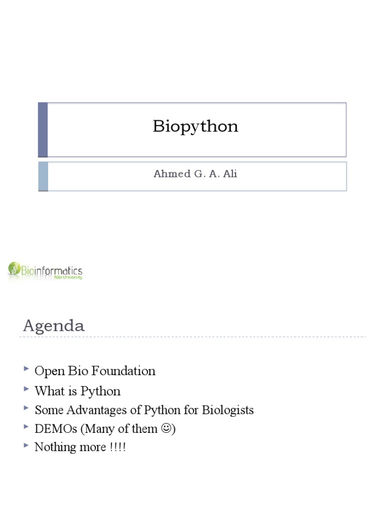 Biopython: Ahmed G. A. Ali | PDF | Python (Programming Language ...