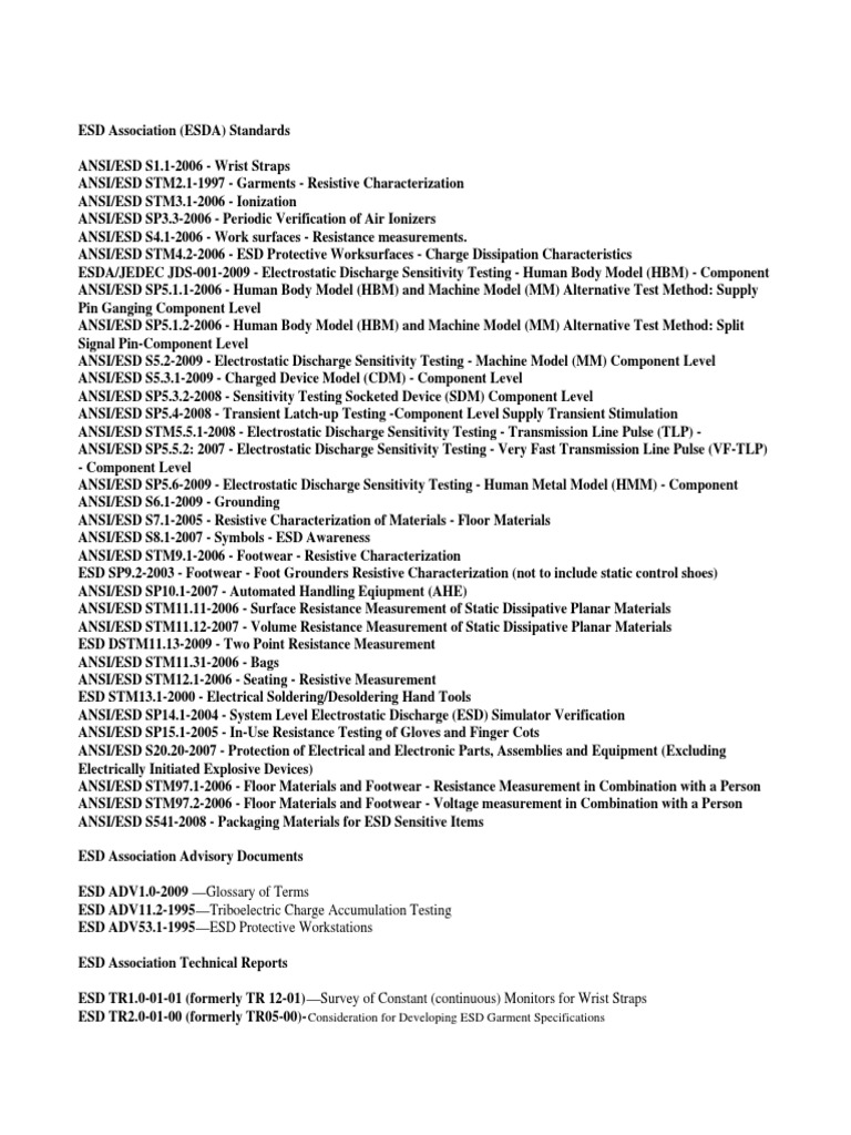 EMC Standards List | Download Free PDF | Electrostatic Discharge ...