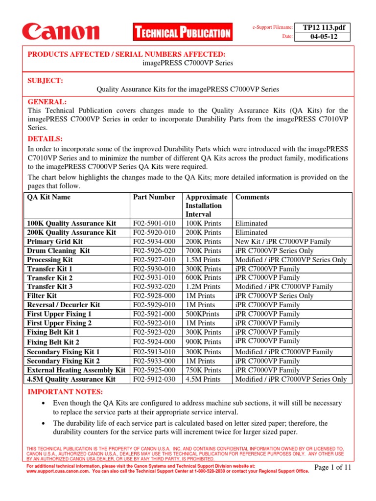 Quality Assurance Kits C7000 - TP12-2 | PDF | Manufactured Goods