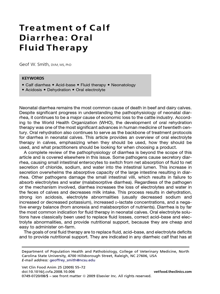 Treatment of Calf Diarrhea Oral Fluid Therapy | PDF | Diarrhea ...
