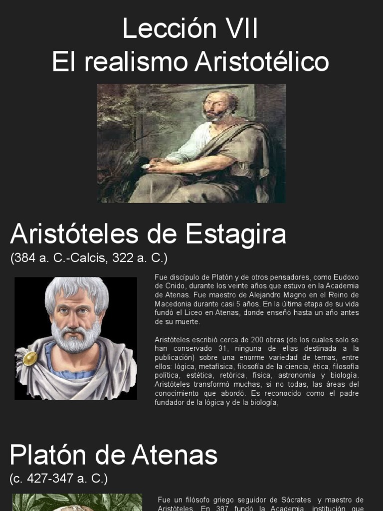 Lección VII El Realismo Aristotélico | PDF | Aristóteles | Platón