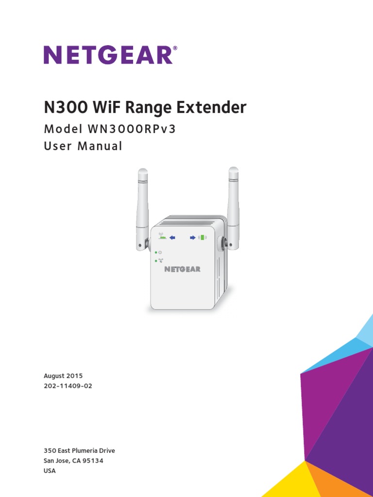 Netgear WN3000RPv3 WiF Range Extender User Manual | PDF