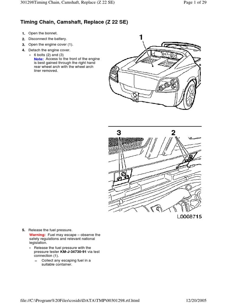 Z22SE Timing Chain Replacement Guide | PDF | Nut (Hardware) | Screw