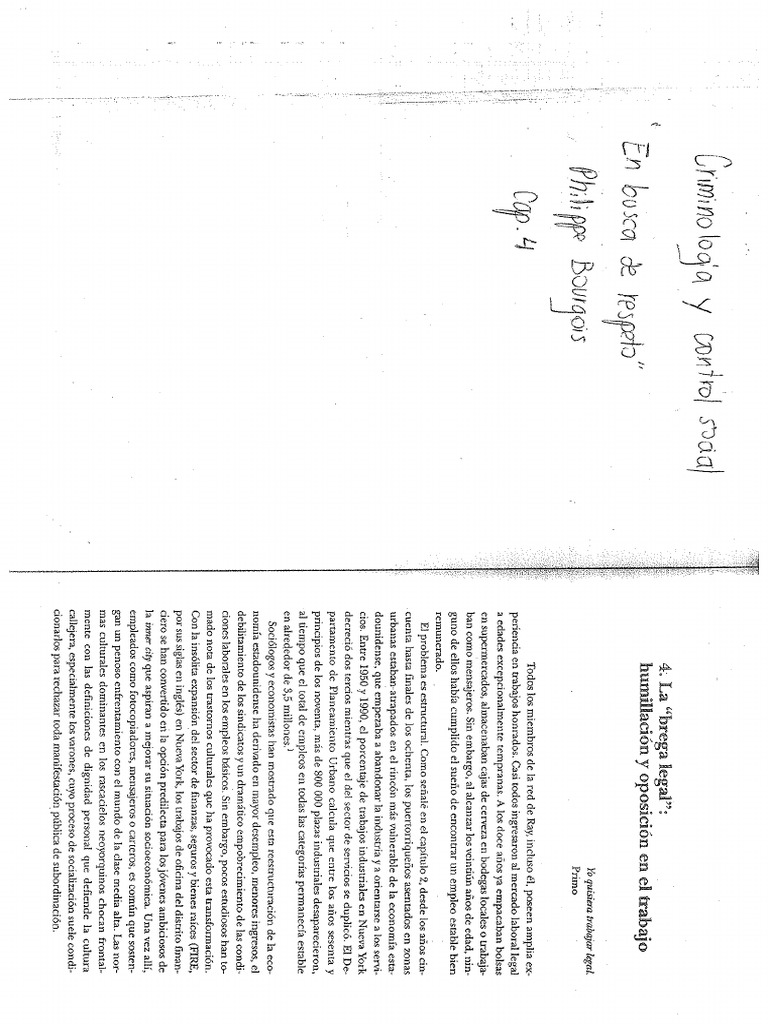 Bourgois - en Busca de Respeto - Philippe Bourgois. Cap 4 PDF | PDF