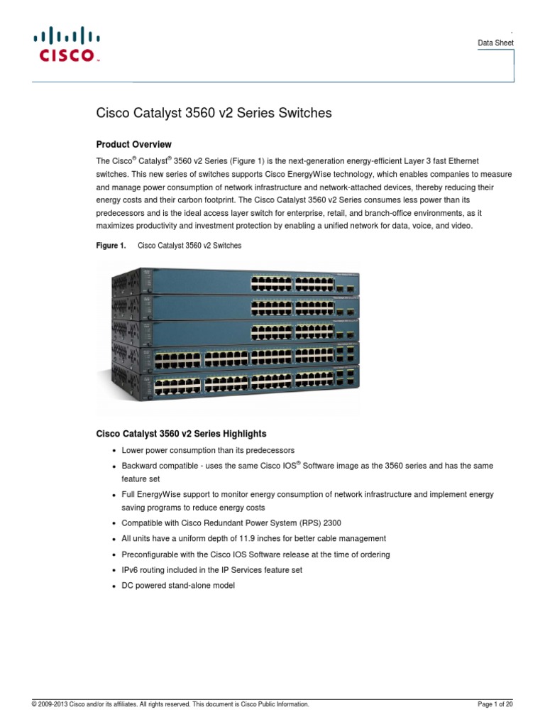 Cisco Catalyst 3560 v2 Series Switches: Product Overview | PDF ...