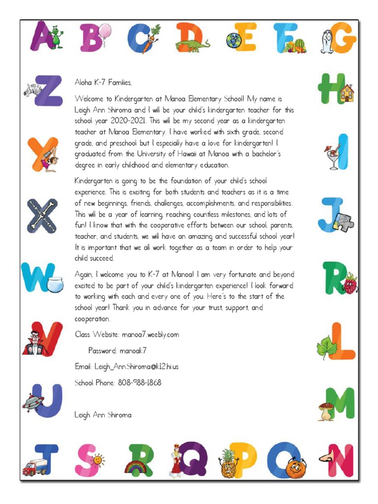 Welcome Letter To Parents 1 | PDF