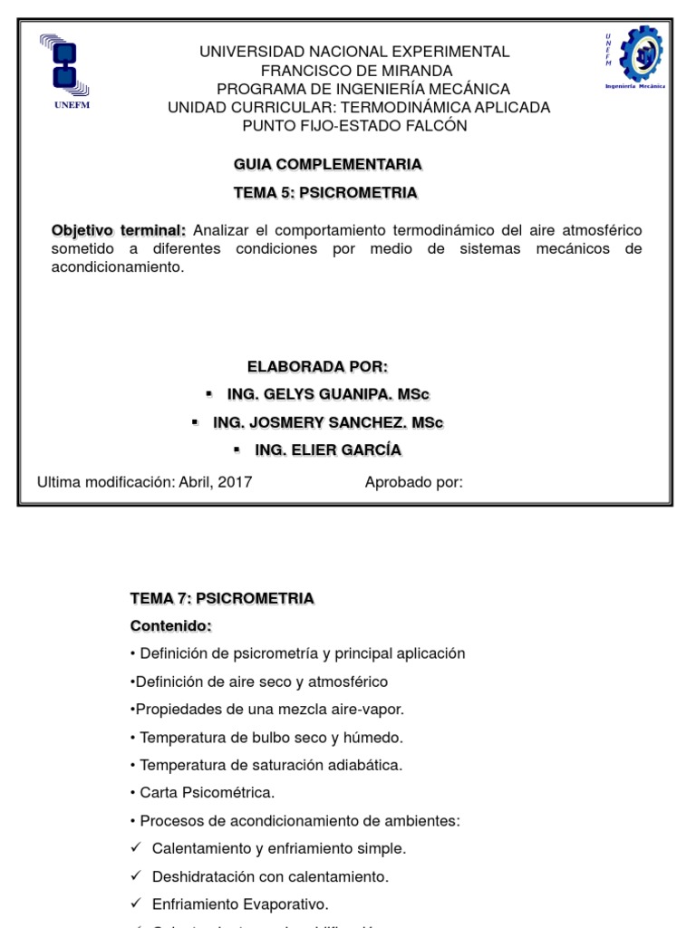 Tema 5 Psicrom | PDF | Humedad | Temperatura