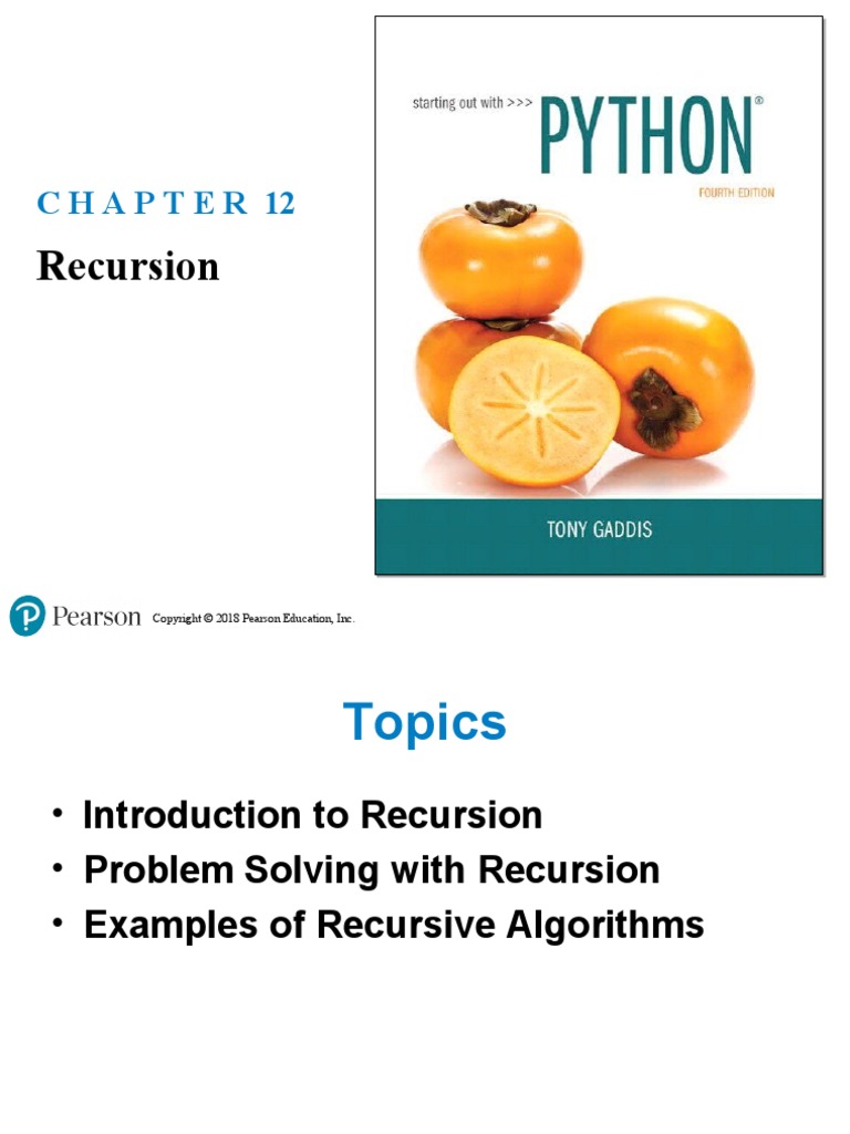 Gaddis Python 4e Chapter 12 | PDF | Recursion | Function (Mathematics)