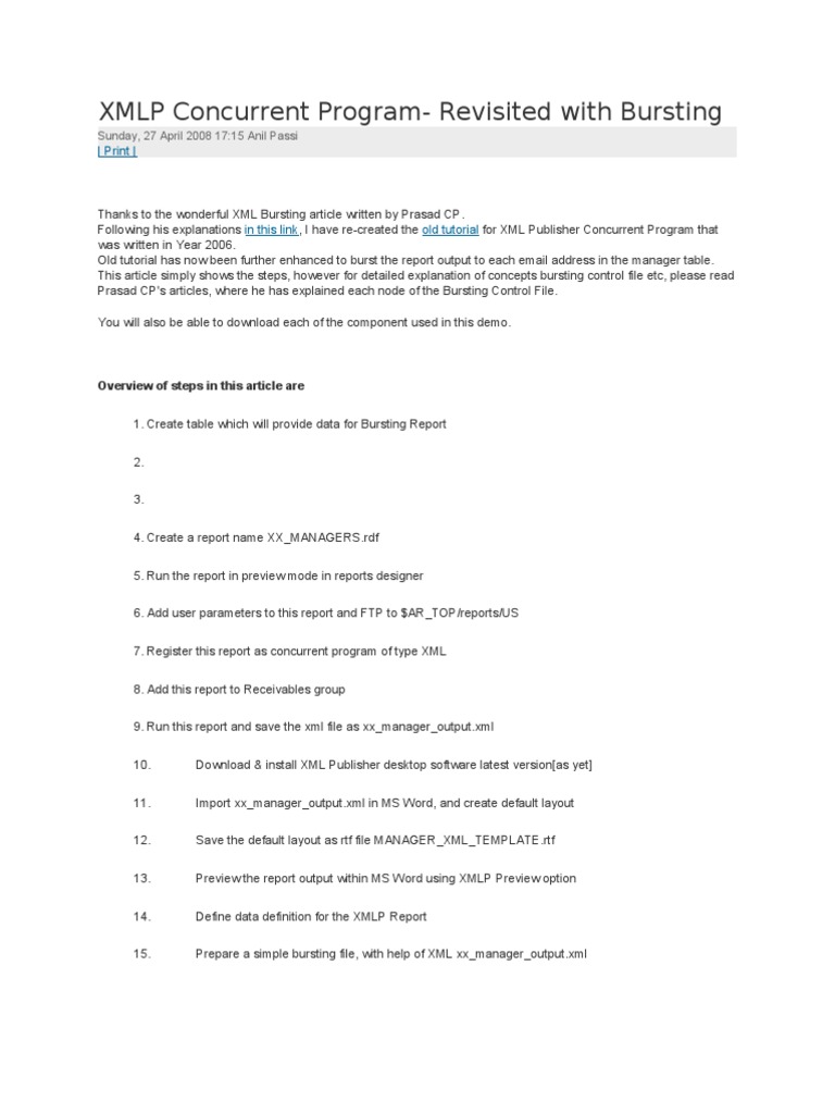 XMLP Concurrent Program With Bursting | PDF | Microsoft Word | Xml