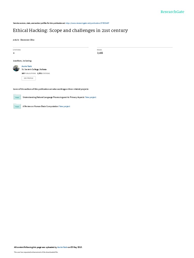 Ethical Hacking: Scope and Challenges in 21st Century: December 2014 ...
