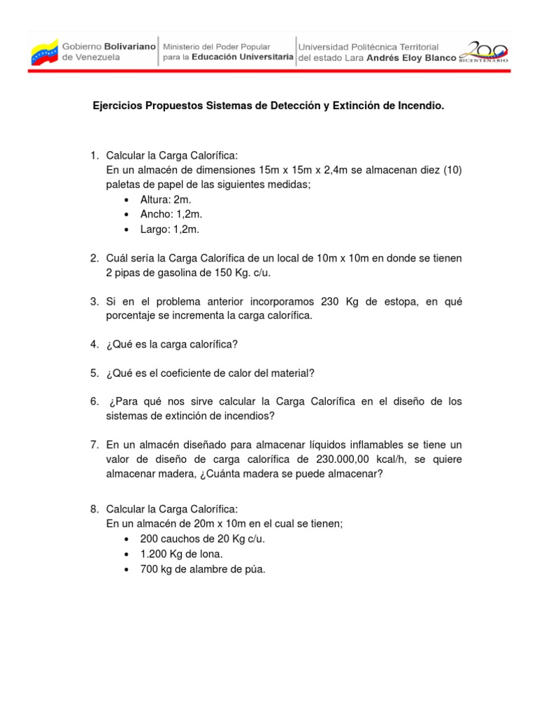 Ejercicios de Carga Calorifica | PDF