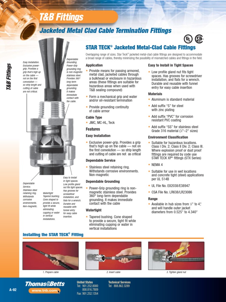 Star Teck Jacketed Metal-Clad Cable Fittings | PDF | Stainless Steel ...