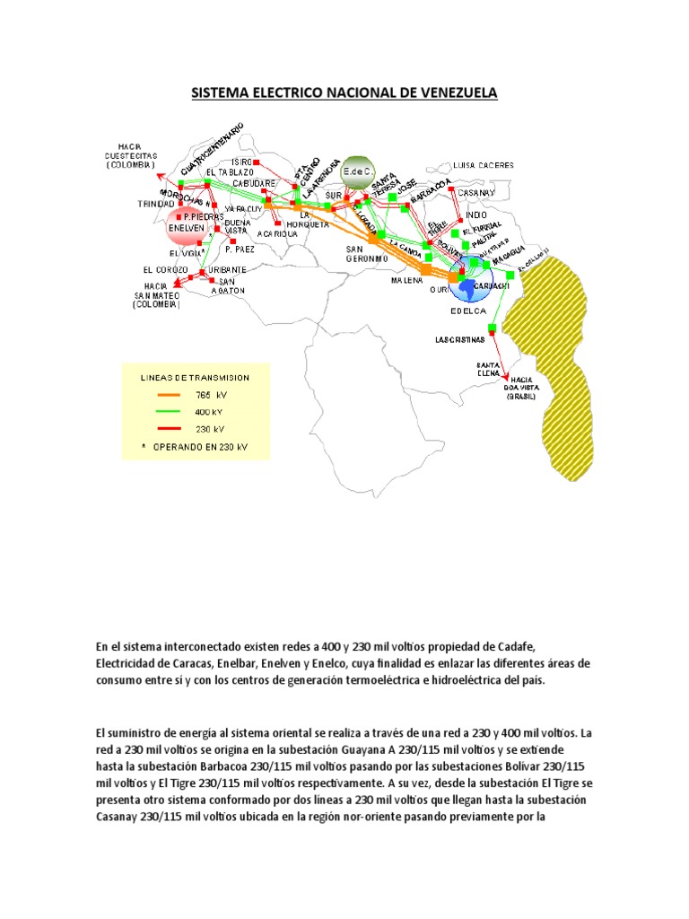 Sistema Electrico Nacional de Venezuela | PDF | Subestacion electrica ...