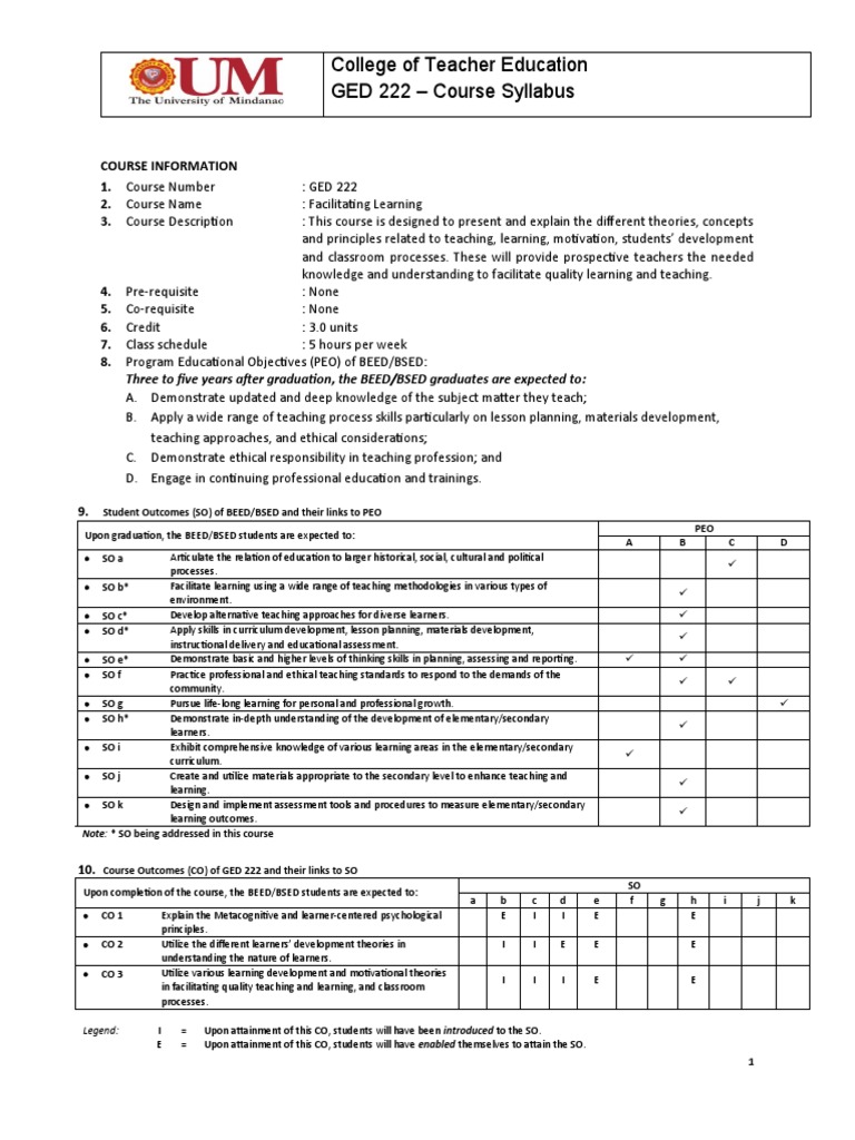 Sample-New Obe Format | PDF | Educational Assessment | Metacognition