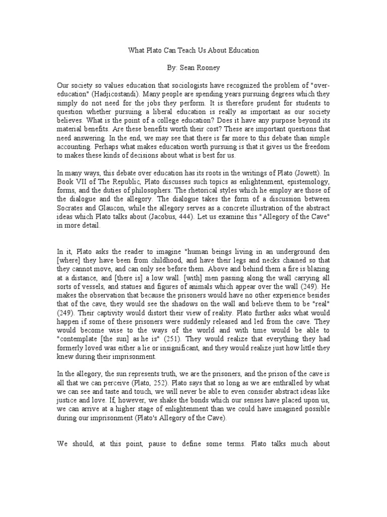 What Plato Can Teach Us About Education | PDF | Allegory | Plato