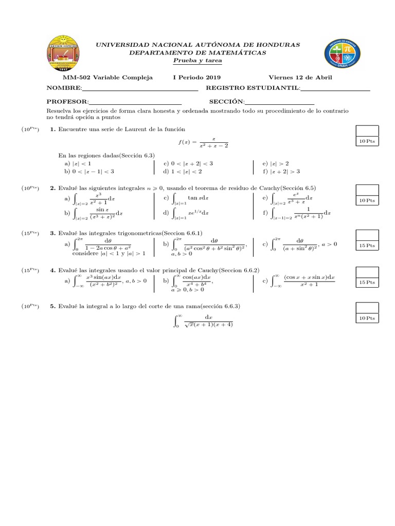 Ejercicios - Laurent e Integrales Complejas | PDF | Funciones y mapeos | Metodología filosófica