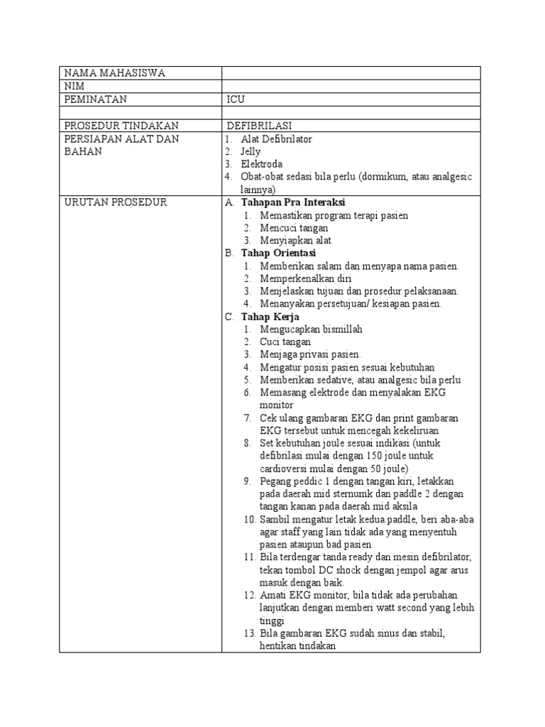 Prosedur Defibrilasi Pasien ICU | PDF