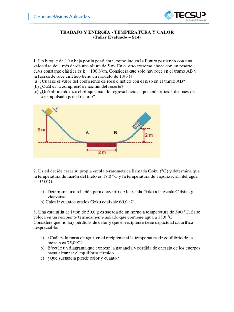 Taller - Eva - Trabajo y Energia - Teperatura y Calor - CBA - 2020 | PDF | Ciencia y matemáticas