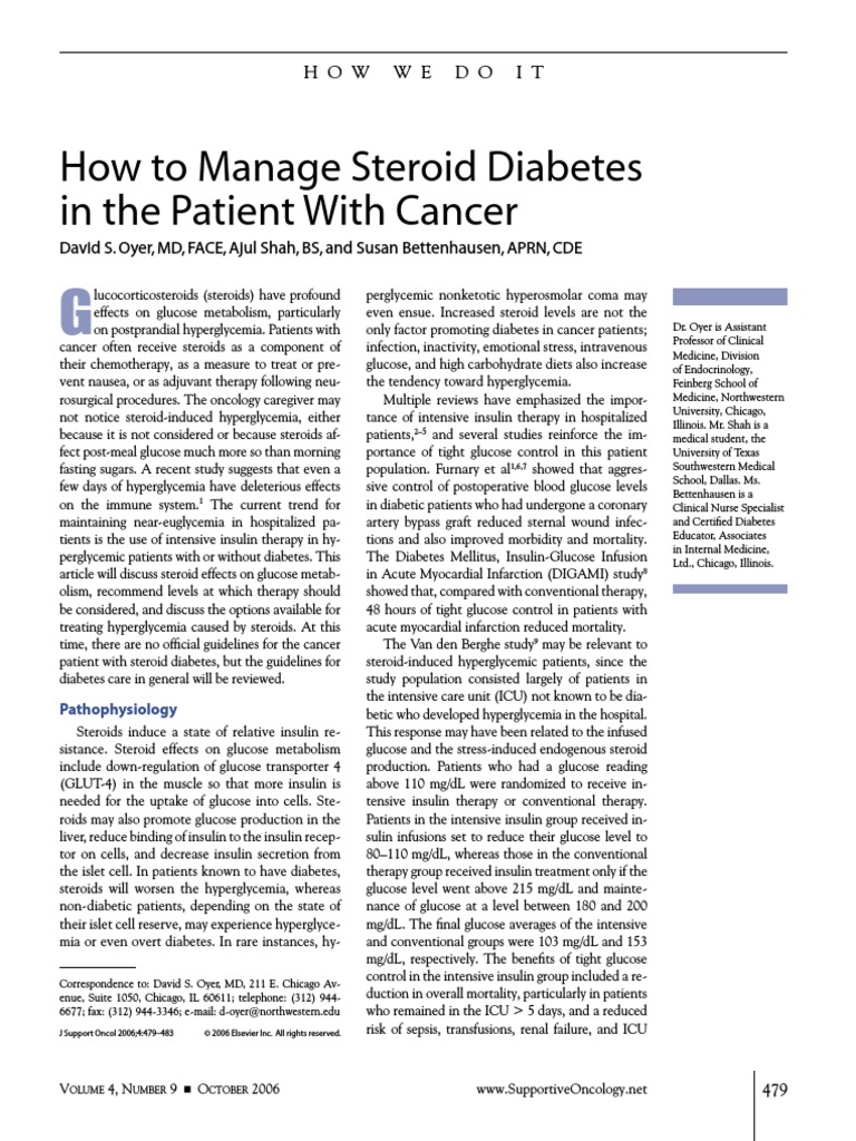 How To Manage Steroid Diabetes in The Patient With Cancer | PDF ...