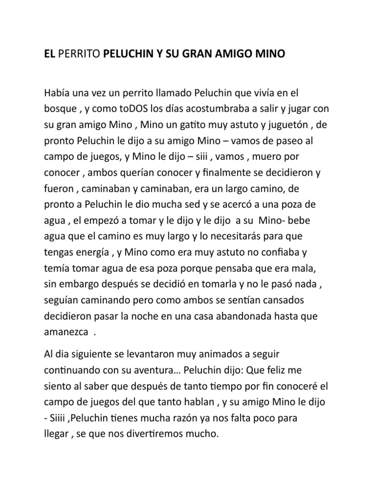 El Perrito Peluchin y Su Gran Amigo Mino | PDF