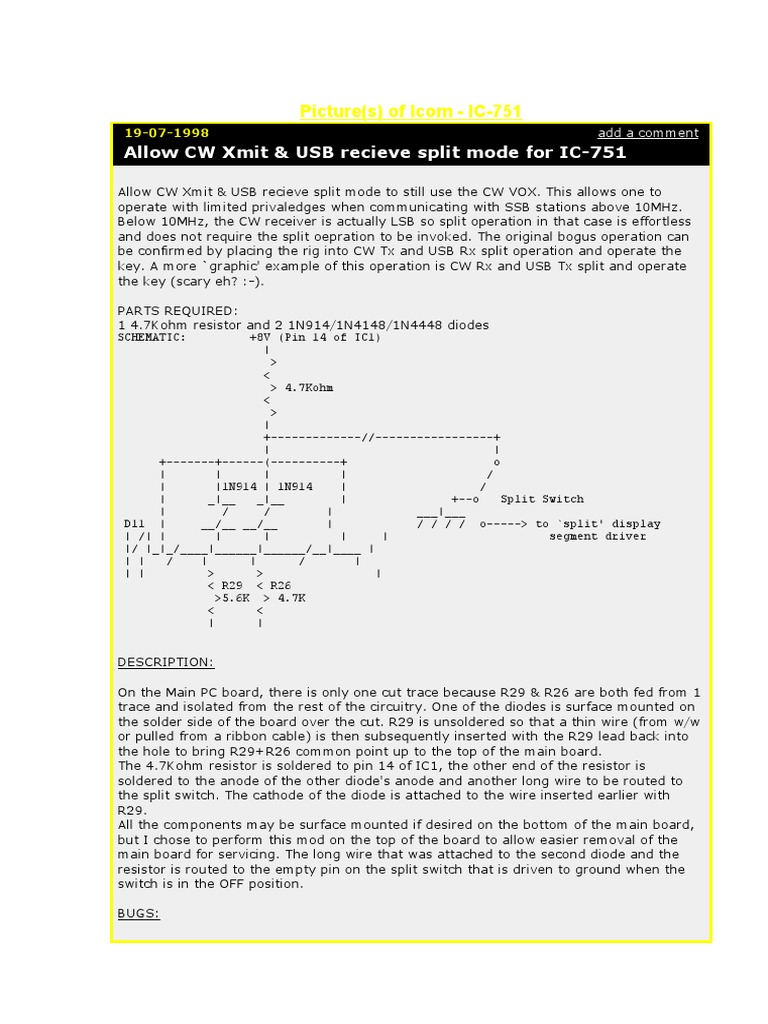Icom IC-751 Modification Guide | PDF | Rechargeable Battery | Random ...