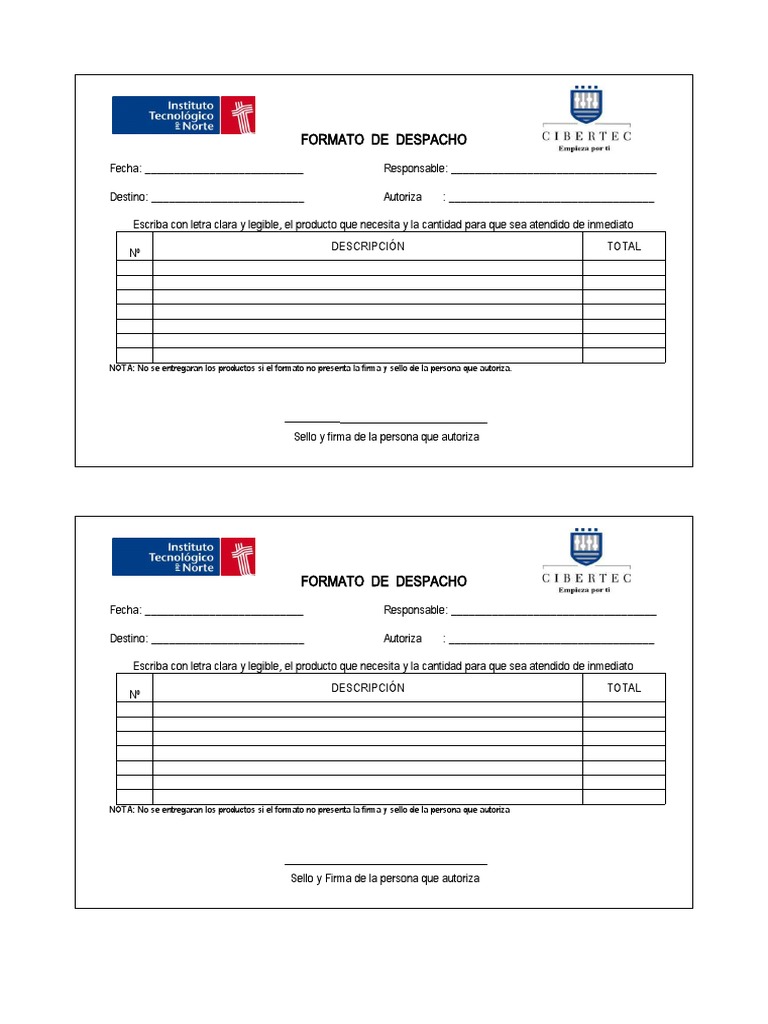 Formato de Despacho | PDF