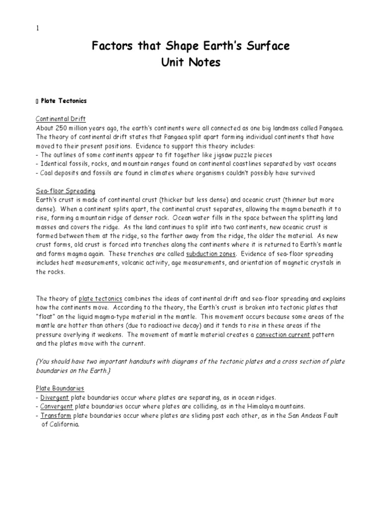 Earth Surface Formation Factors | PDF | Weathering | Plate Tectonics