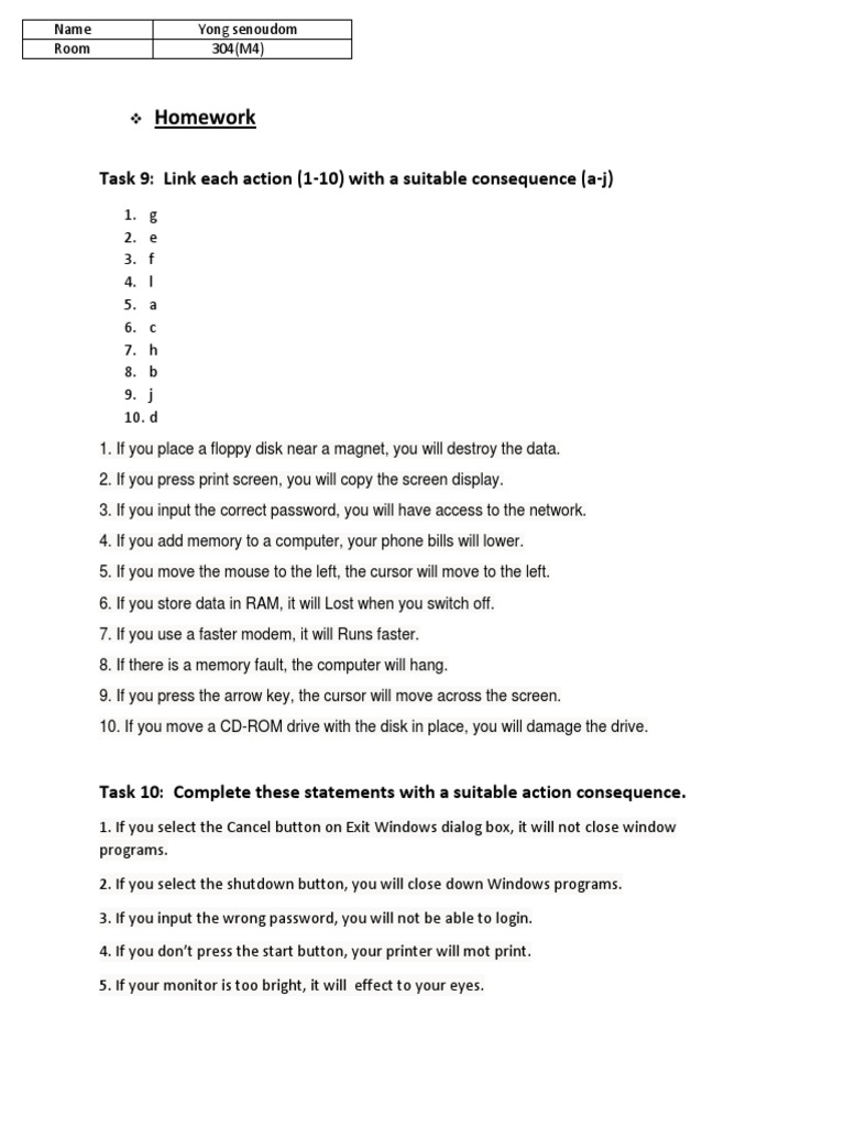 English For Computing Homework | PDF | Games & Activities | Computers