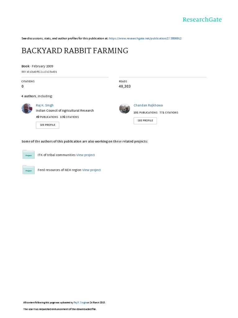 Backyard Rabbit Farming | PDF | Rabbit | Meat