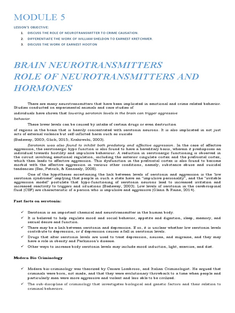 Brain Neurotransmitters Role of Neurotransmitters and Hormones | PDF ...