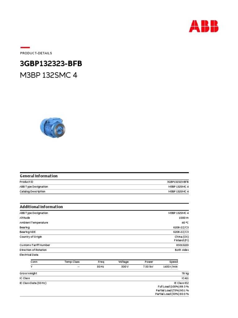 3GBP132323-BFB: M3BP 132SMC 4 | PDF | Electric Motor | Electric Power