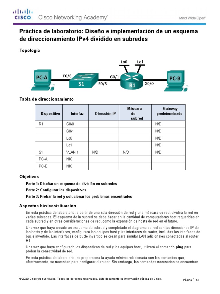 8.1.4.8 Lab - Designing and Implementing A Subnetted IPv4 Addressing Scheme | PDF | Dirección IP ...