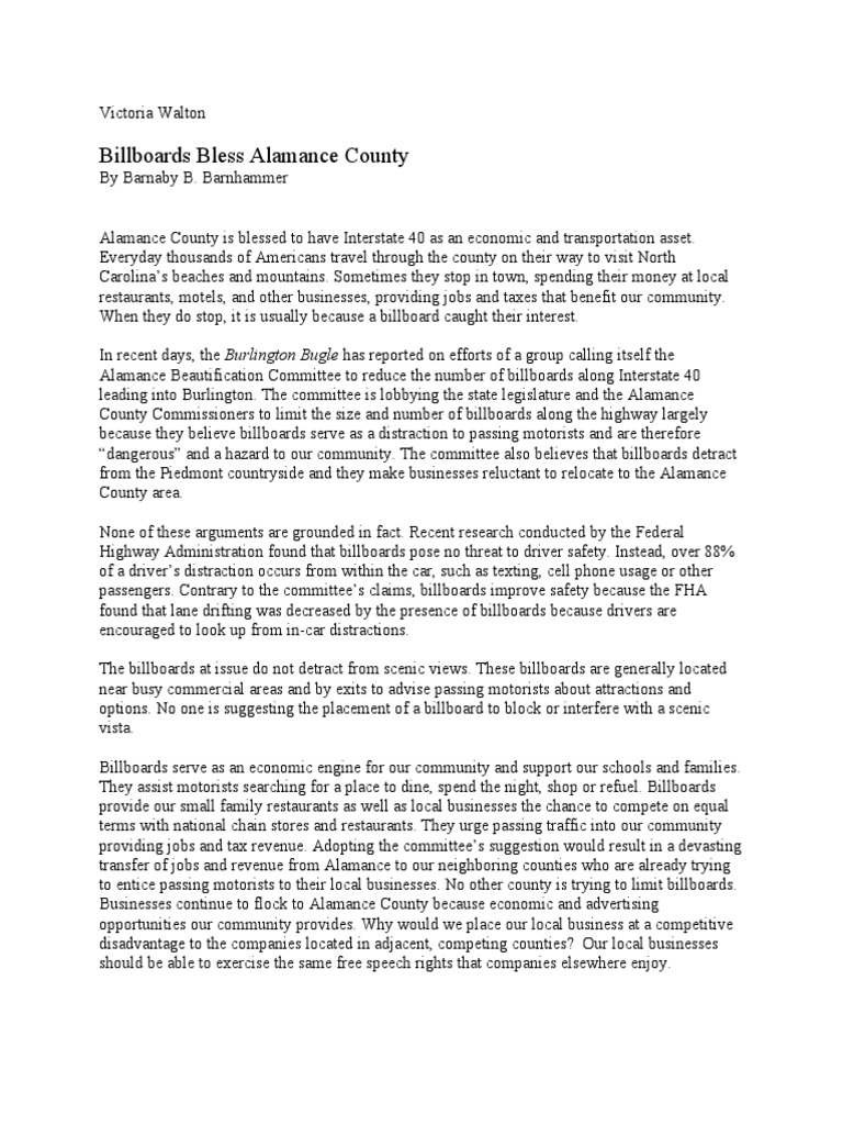 PR Op-Ed Paper | PDF | Billboard | Interstate Highway System