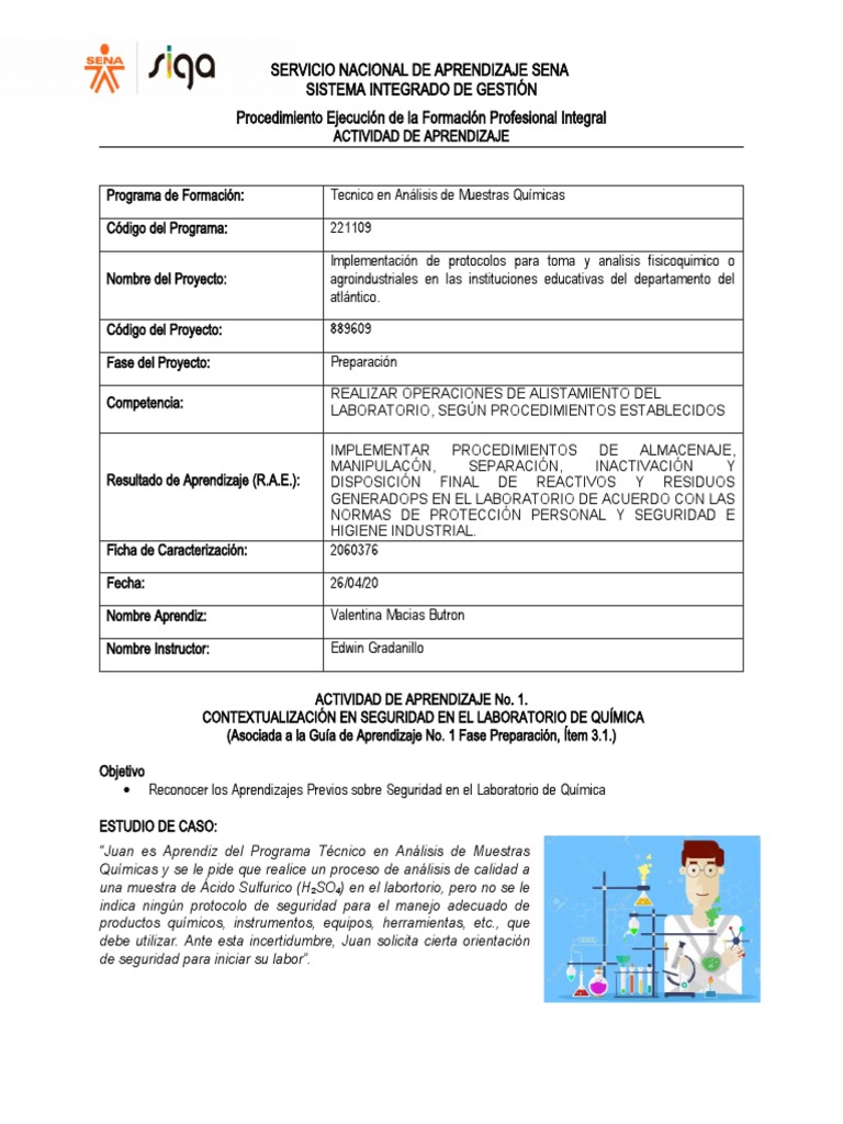 Hoja De Trabajo De Seguridad En El Laboratorio Para La Escuela Secundaria